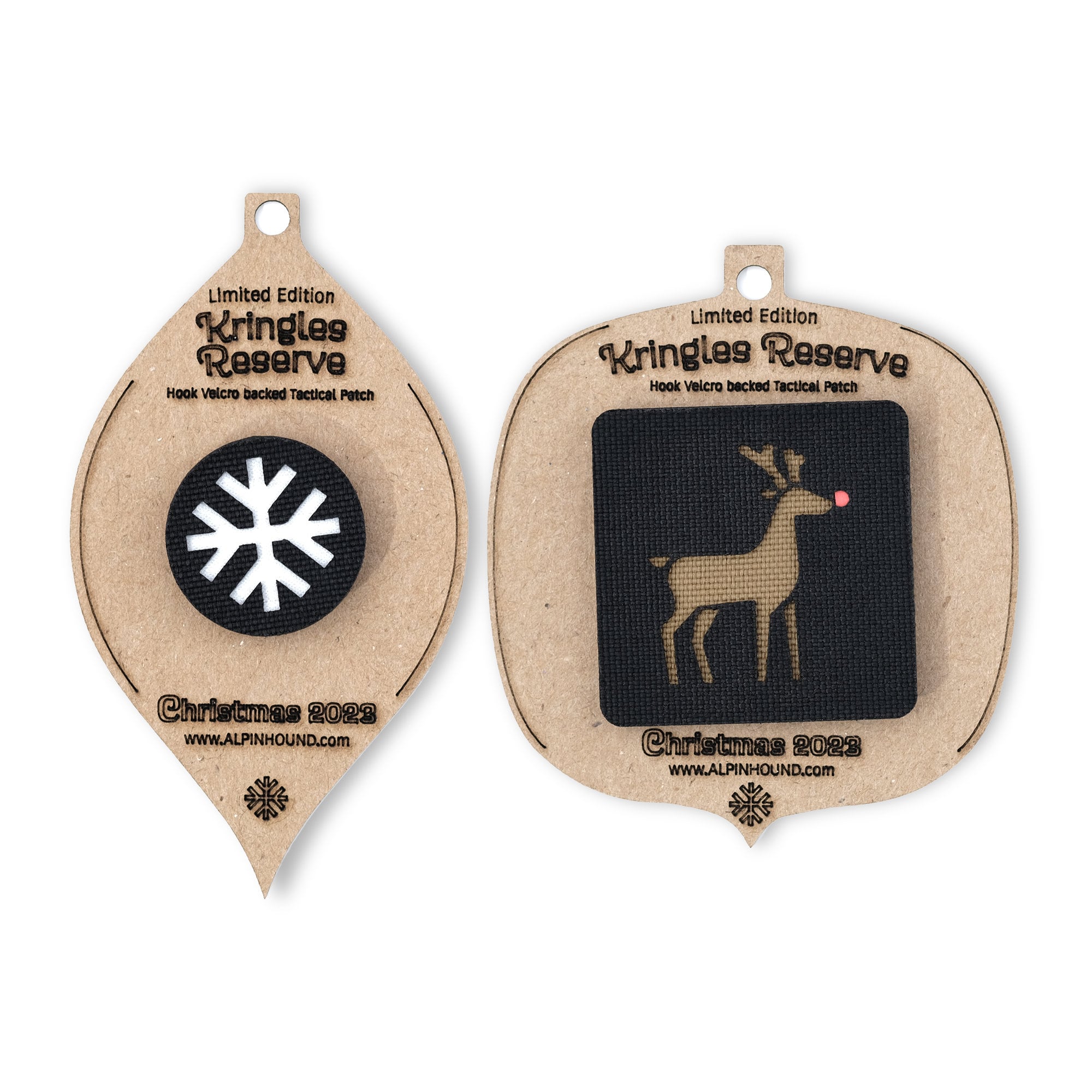 Snowflake and Red Nosed Reindeer Tactical Patch Christmas Ornament Set ...